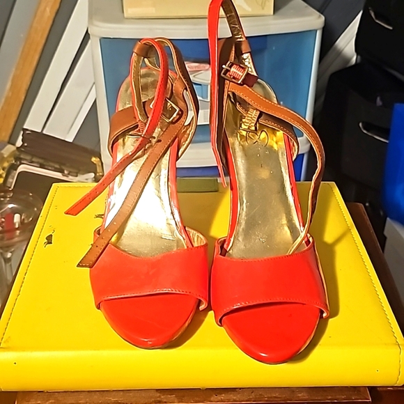 Jessica Simpson | Shoes | Jessica Simpsons Orange Brown High Heel ...